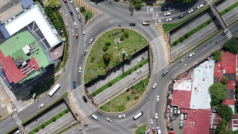 Two Level Road with Roundabout Stock Video - Video of intersection ...