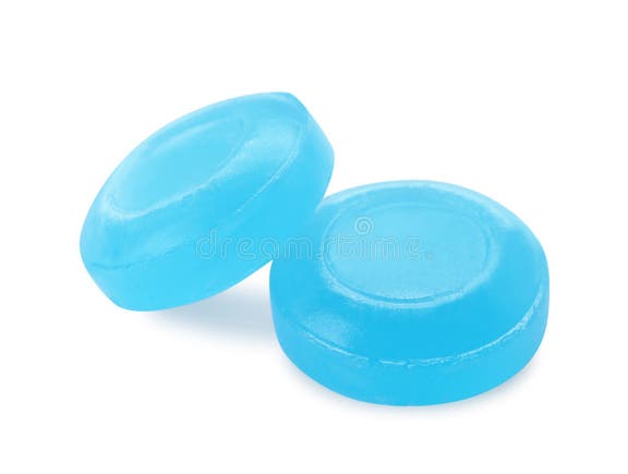 Two Light Blue Cough Drops on White Background Stock Image - Image of ...