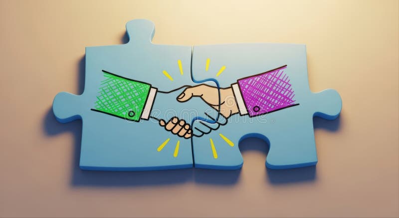 Handshake on Puzzle Pieces Symbolizing Business Partnership and ...