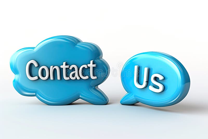 Two Light Blue Speech Bubbles with the Text Contact Us. Isolated on ...