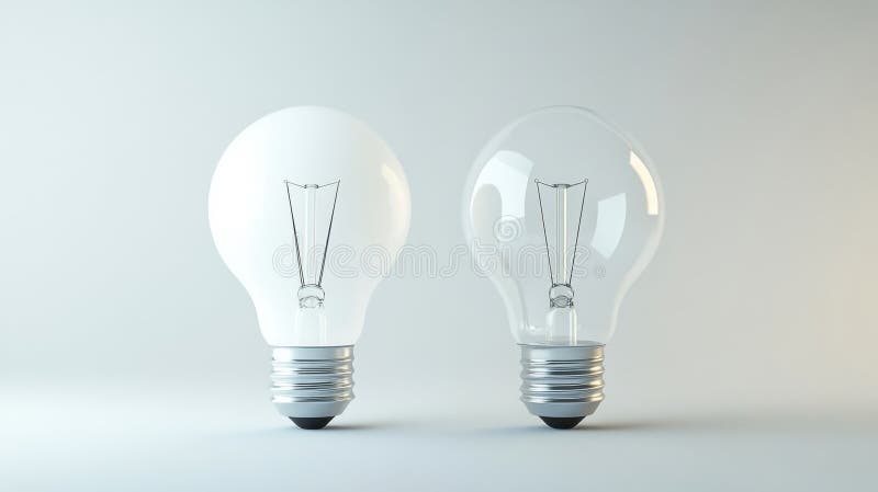 Two Light Bulbs on White Background: Comparative Study of Illumination ...