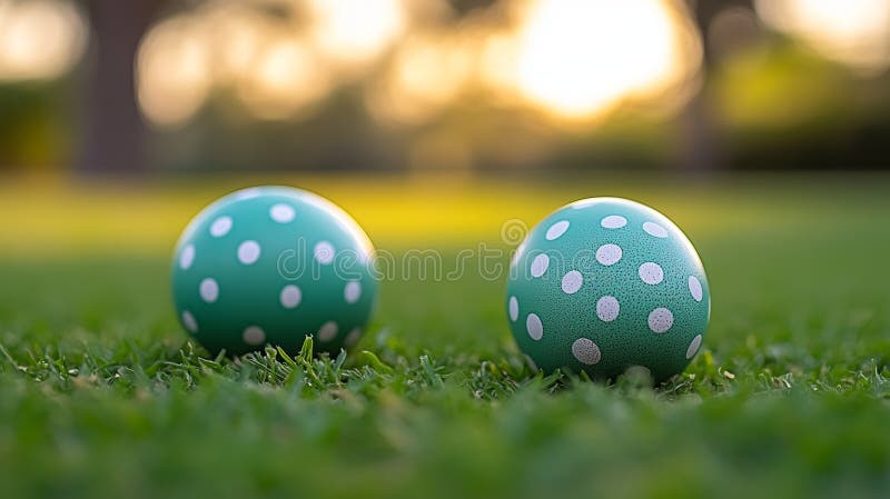 Two Light Green Easter Eggs Rest in Lush Spring Grass, Illuminated by ...