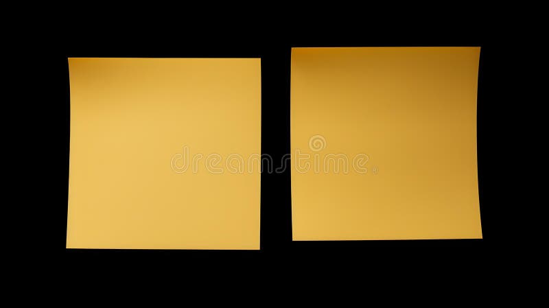 Two Light Yellow Square Paper Notes on a Black Background ...