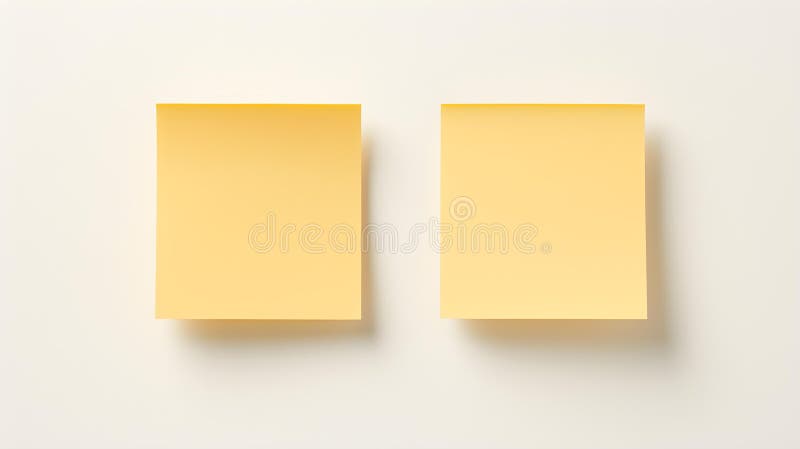 Two Light Yellow Square Paper Notes on a White Background ...