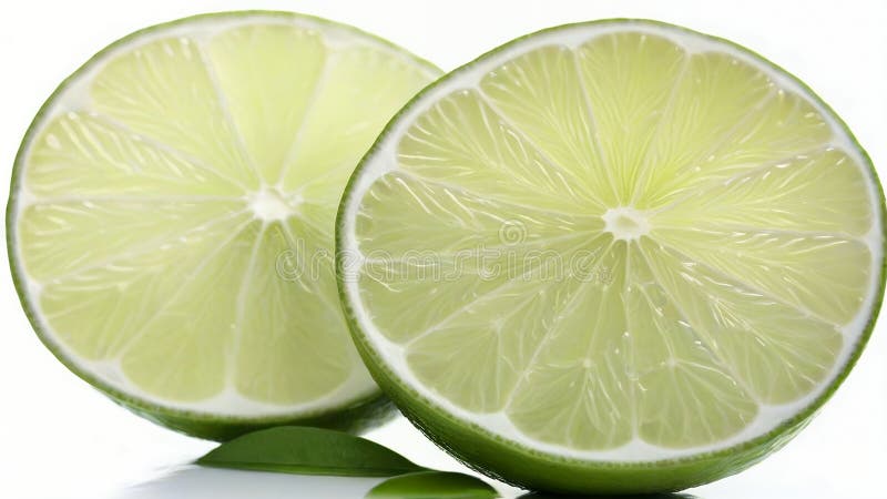 Two Lime Halves with Leaves on White Background Stock Illustration ...