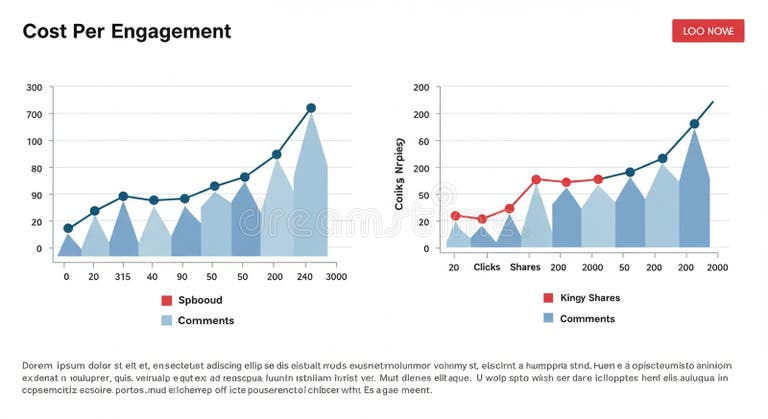 Two Line Graphs Depict Cost Per Engagement Data. the Left Graph Shows a ...