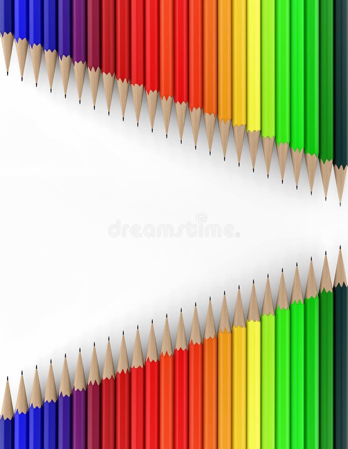 Two Lines of Colored Pencils. 3d Render Stock Illustration ...