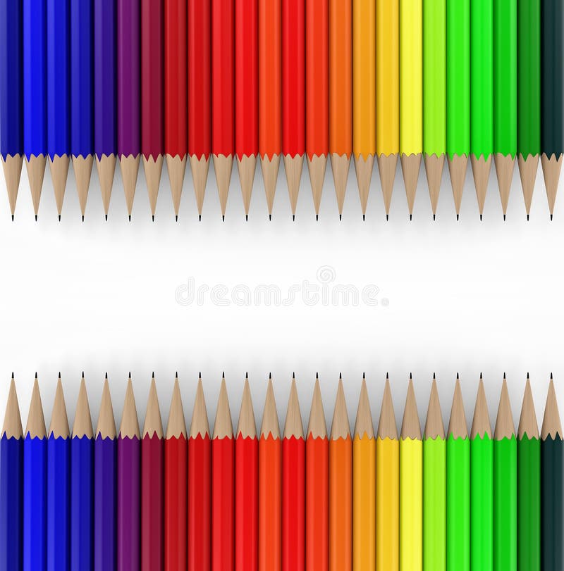 Two Lines of Colored Pencils. 3d Render Stock Illustration ...