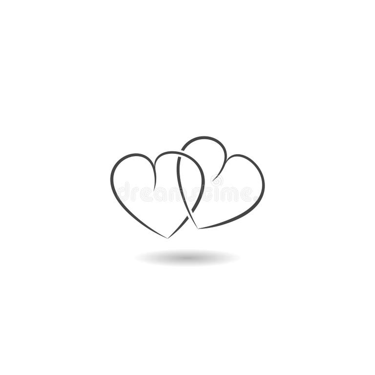 Two Linked Hearts Icon with Shadow Stock Vector - Illustration of happy ...