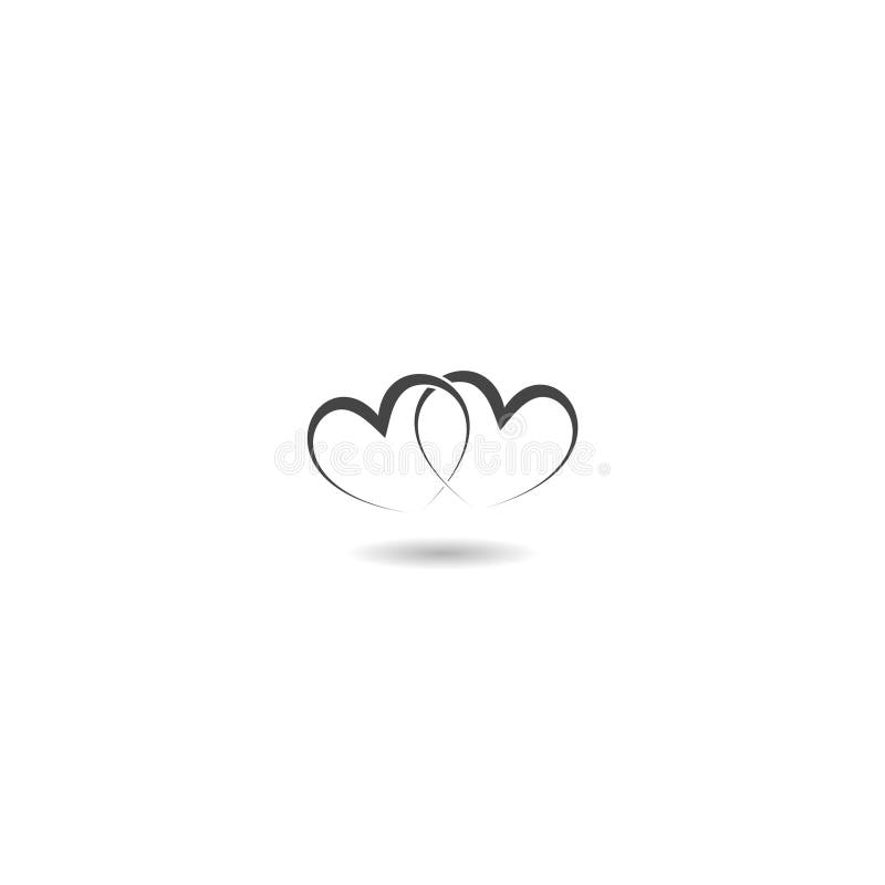 Two Linked Hearts Icon with Shadow Stock Vector - Illustration of shape ...