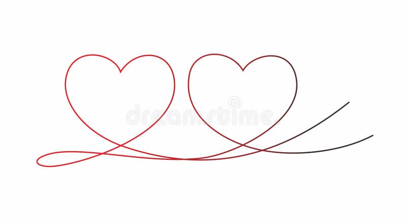Artistic One Continuous Line Makes Two Hearts Shape. Stock Illustration ...