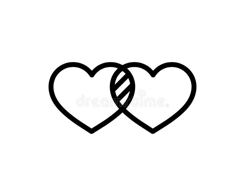 Two Linked Hearts Vector Icon Isolated on White Background. Valentine S ...