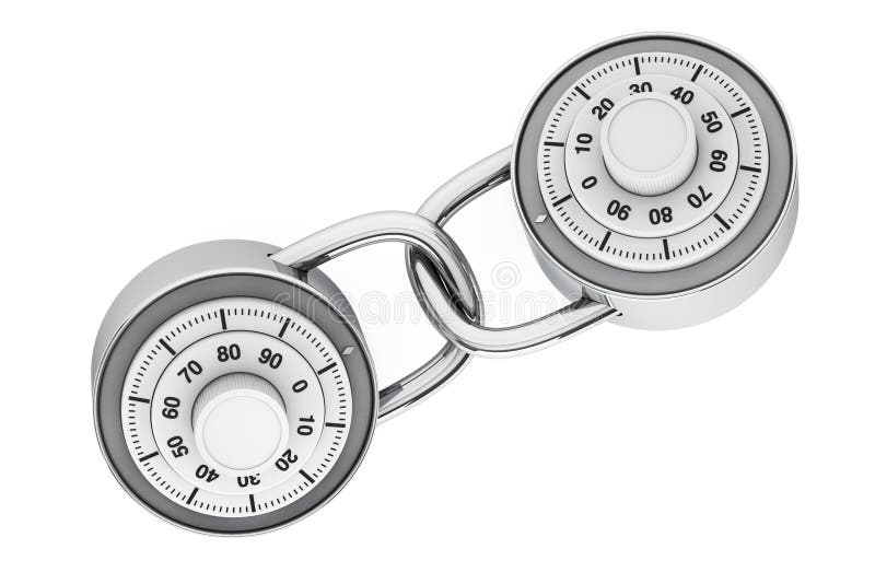 Two Linked Padlocks with Combination Lock. 3d Rendering Stock ...