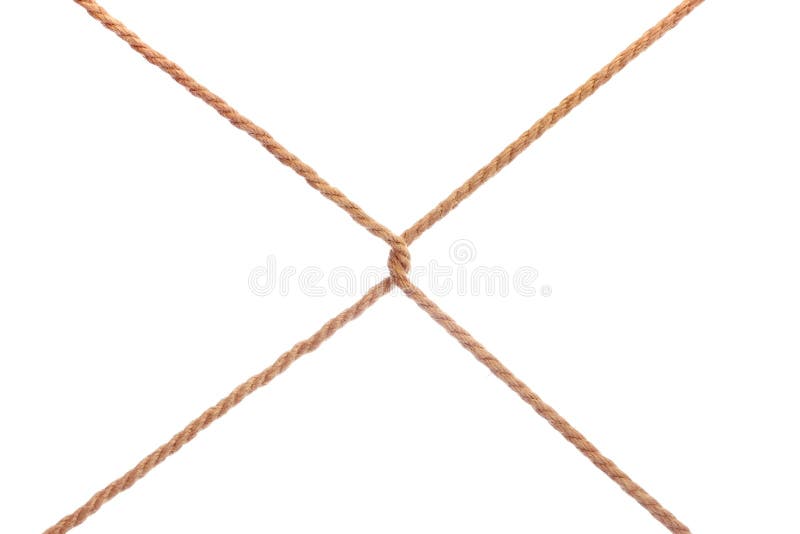 Two Linked Tense Ropes Crossing Isolated Stock Image - Image of ...