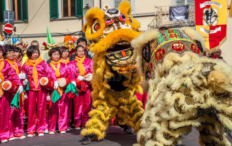 Two lions editorial image. Image of custom, dance, costume - 37932180