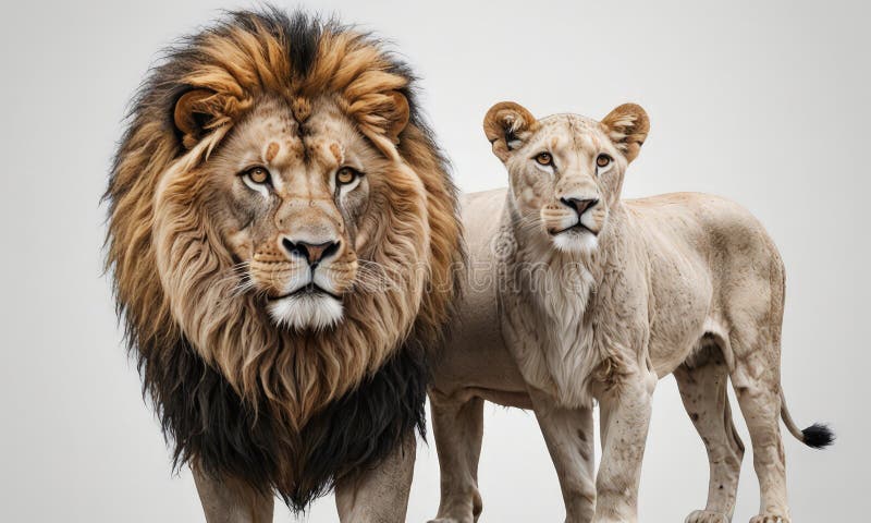 Two lions standing side by stock illustration. Illustration of male ...