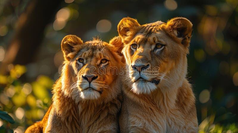 Two Lions Together stock illustration. Illustration of africa - 336757493