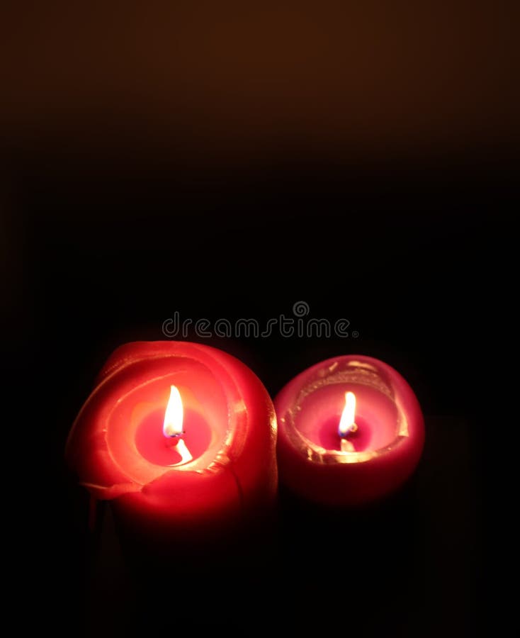 Two Lit Candles in the Dark Stock Photo - Image of background, candle ...