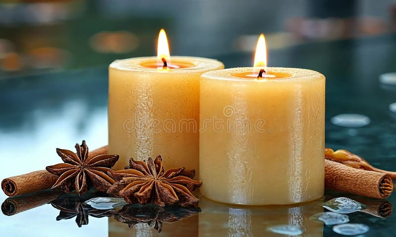 Two Lit Candles with Spices Stock Video - Video of natural, flame ...