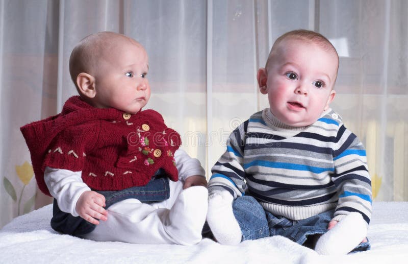 Two little babies stock image. Image of infant, love, friendship - 9090615