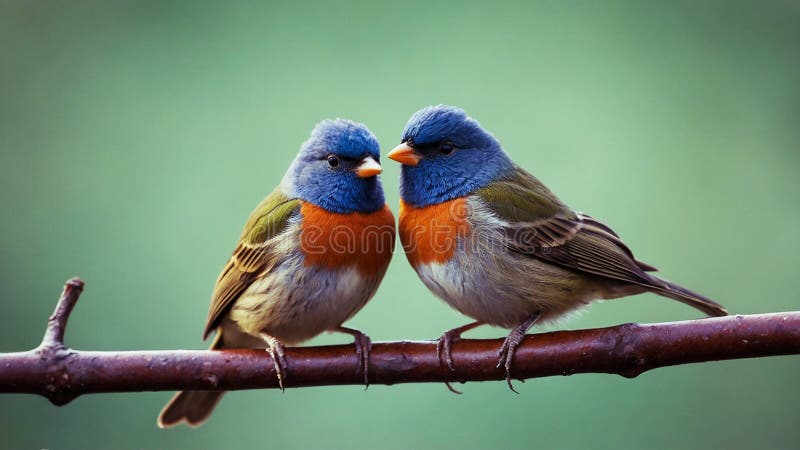 Two Little Birds Forming a Pair Stock Illustration - Illustration of ...