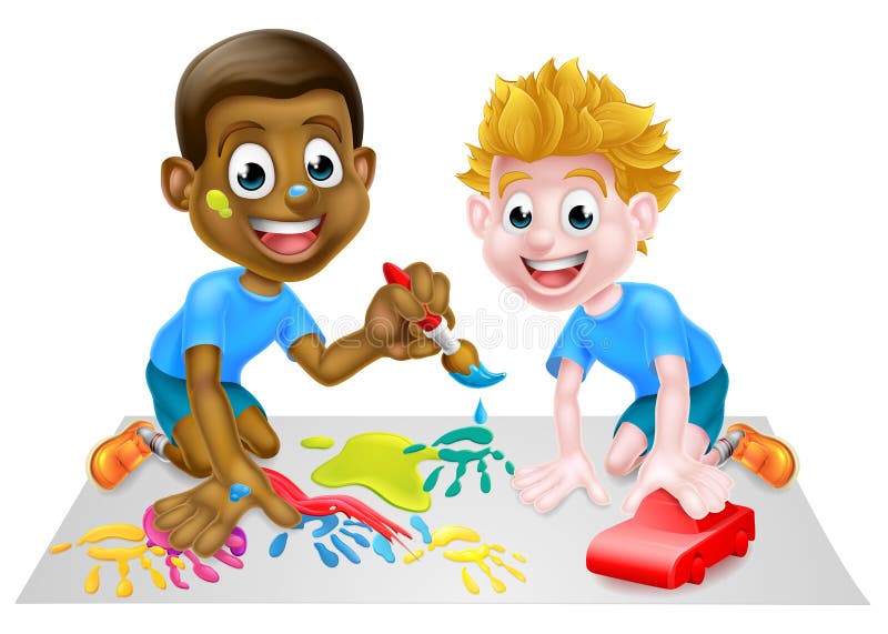 Boys Playing stock vector. Illustration of painted, black - 139154747