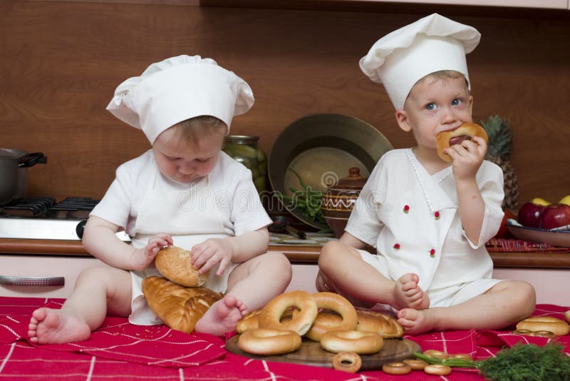 Two little cooks stock image. Image of cuisine, cute, babies - 3078537