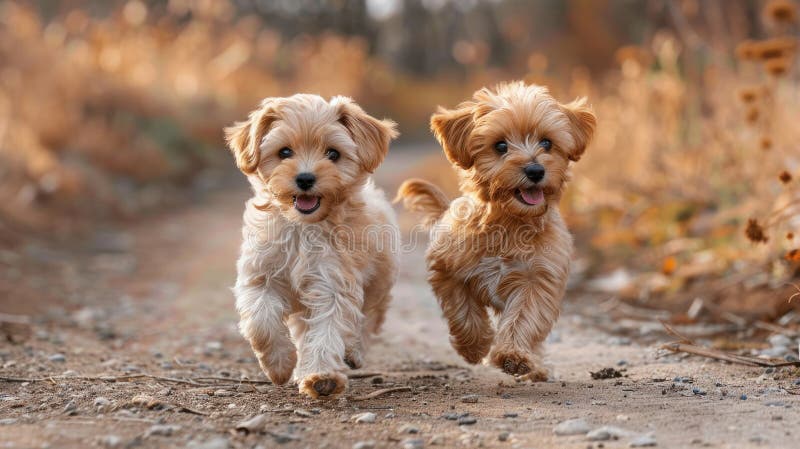 Two Little Dogs Having Fun Playing Outside Stock Photo - Image of small ...