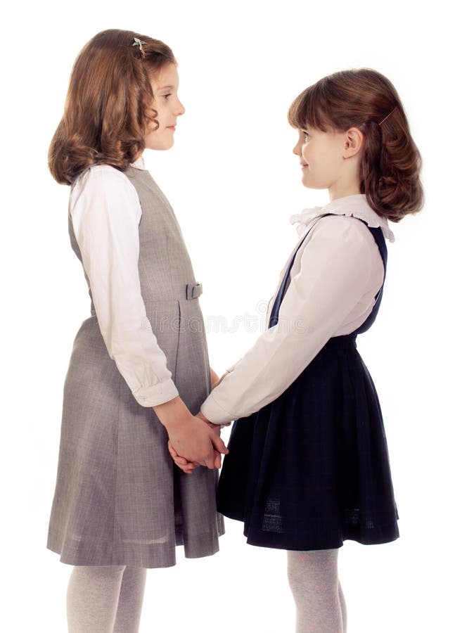 Two little girls talking. stock photo. Image of homework - 28453880