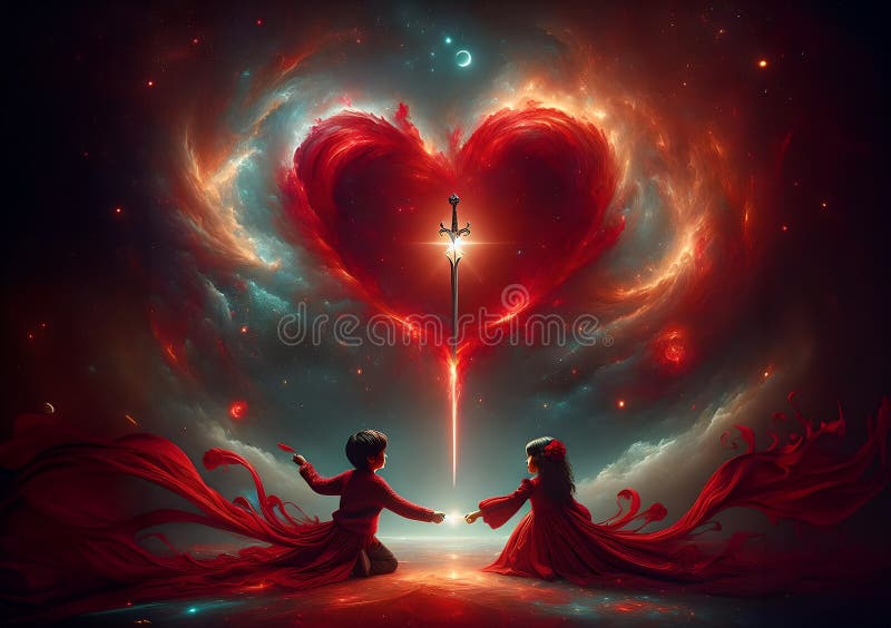 Two Little Kids and the Power of Love, Concept Stock Illustration ...