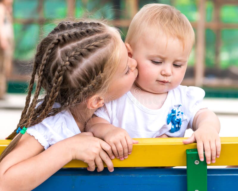 Two little sisters stock image. Image of sisters, outside - 32781085