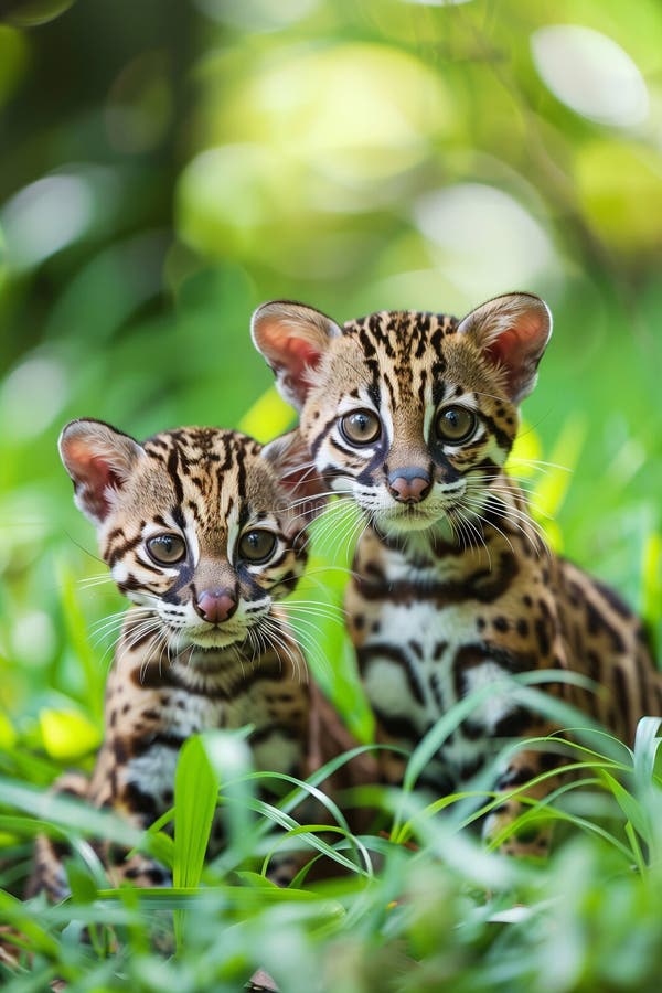 Two little young ocelots stock illustration. Illustration of natural ...