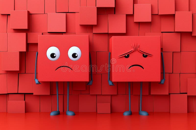 Two Lively Animated Characters Showing Contrasting Feelings. Stock ...