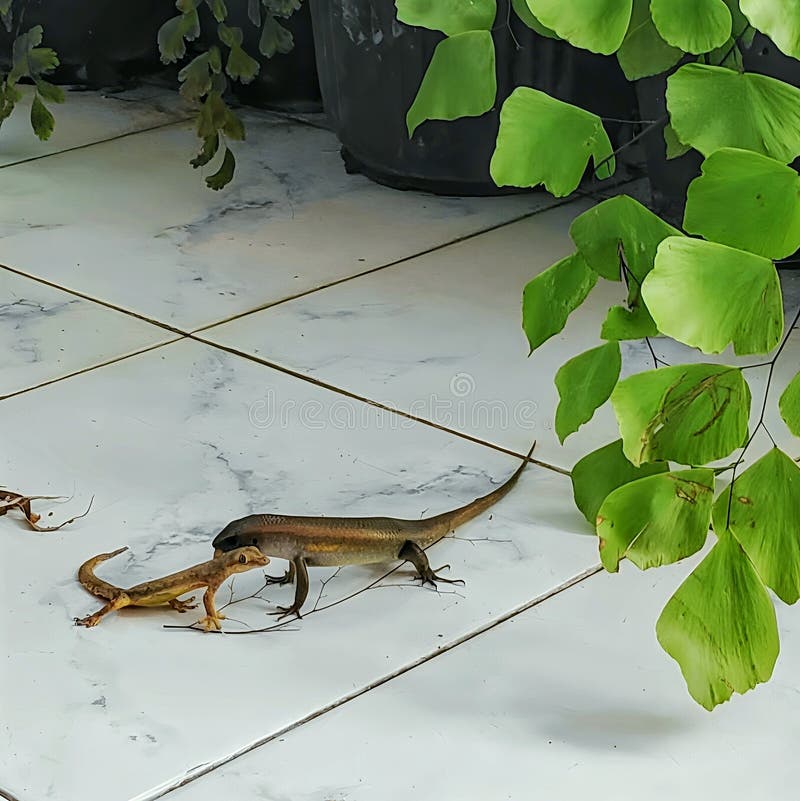 Two Lizards are Fighting in the Yard Stock Photo - Image of animal ...