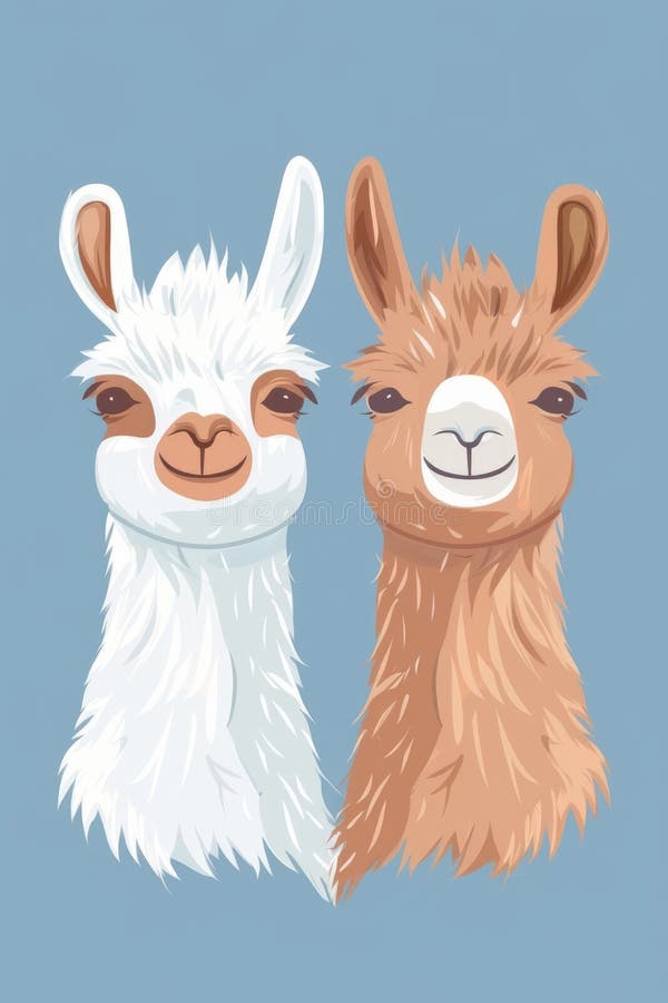 Two Llamas Standing Side by Side, Suitable for Animal and Farm Themed ...