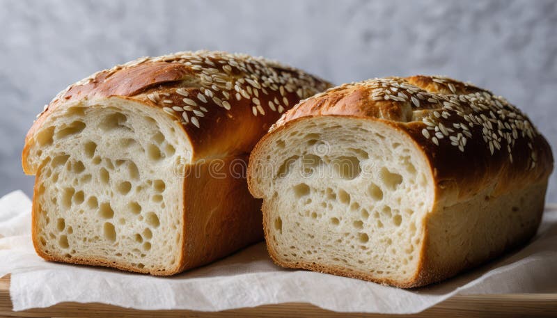 Two Loaves of Bread with Sesame Seeds on Top Stock Illustration ...