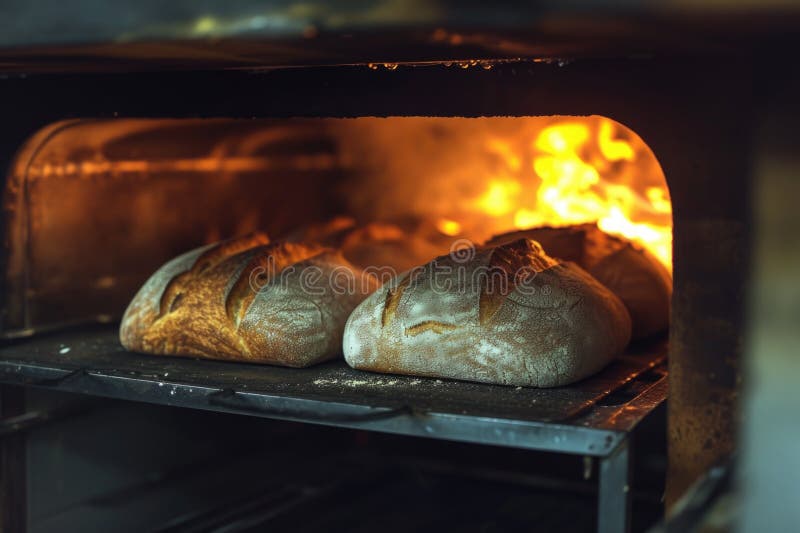 Two Loaves Sitting on a Rack in an Oven. Suitable for Bakery or Cooking ...