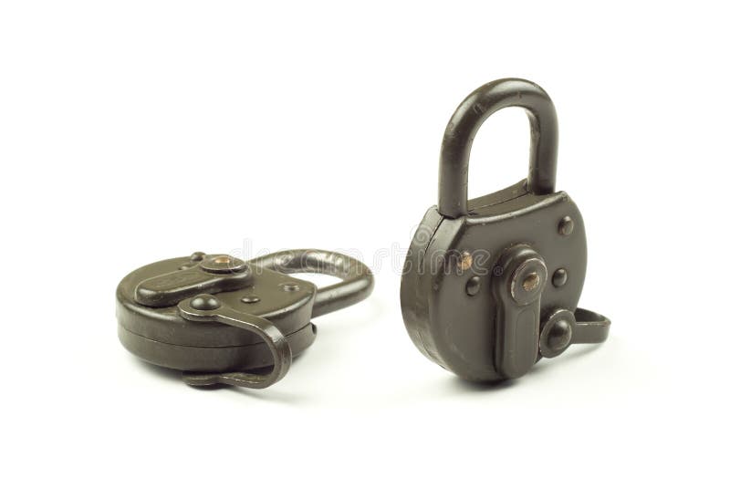 Two Locked Padlocks on a White Background Stock Image - Image of ...