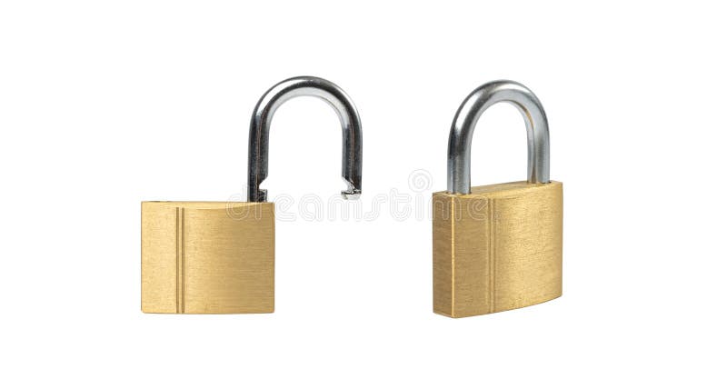 Two Locks Isolated, Golden Padlocks Set Stock Image - Image of lock ...