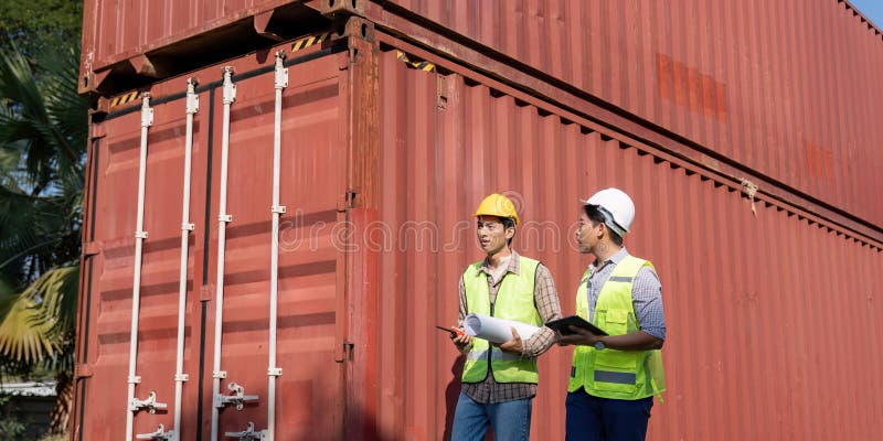 Logistics Engineer Overseeing Container Management Industrial Site ...