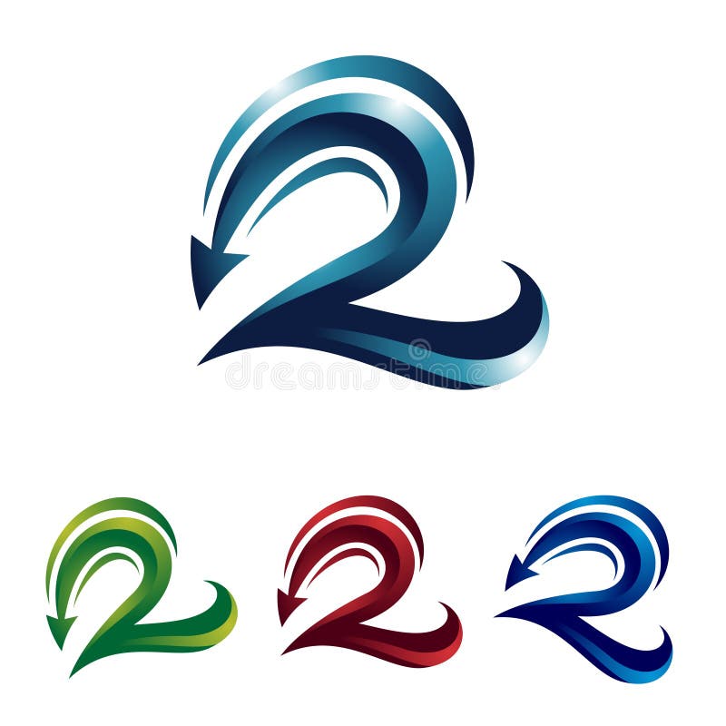 2 Two Logo 3D Wave Style for Business and Technology Stock Vector ...