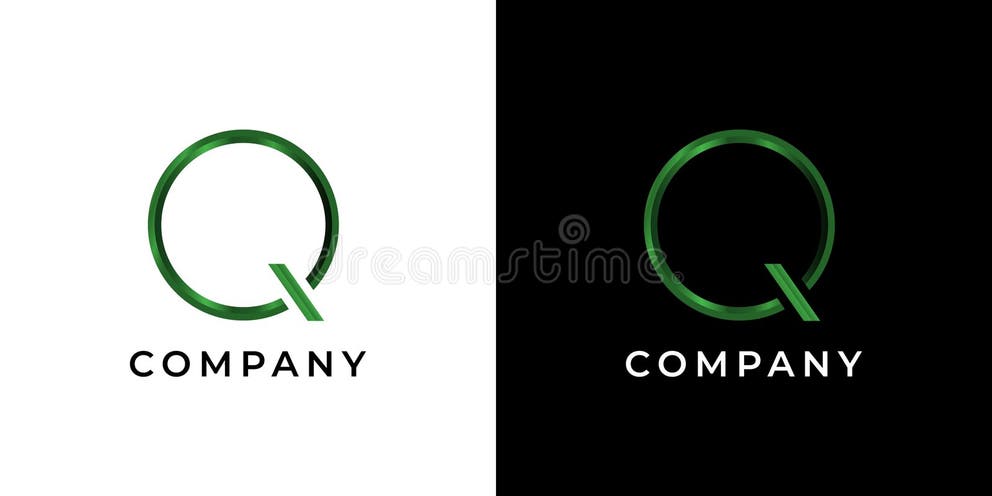 Two Logo Variations Featuring a Stylized Green Letter "Q." Stock ...