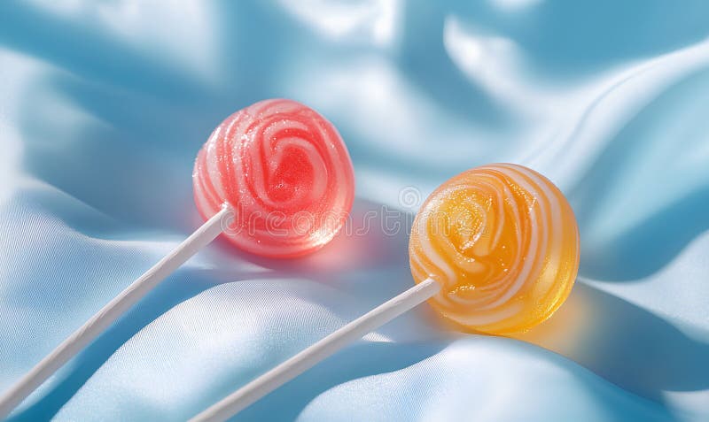 Two Lollipops with Different Colors and a White Stick. AI Generated ...