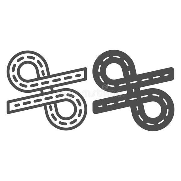 Two Loop Road Tracks Line and Solid Icon, Making Road Concept. Vector ...