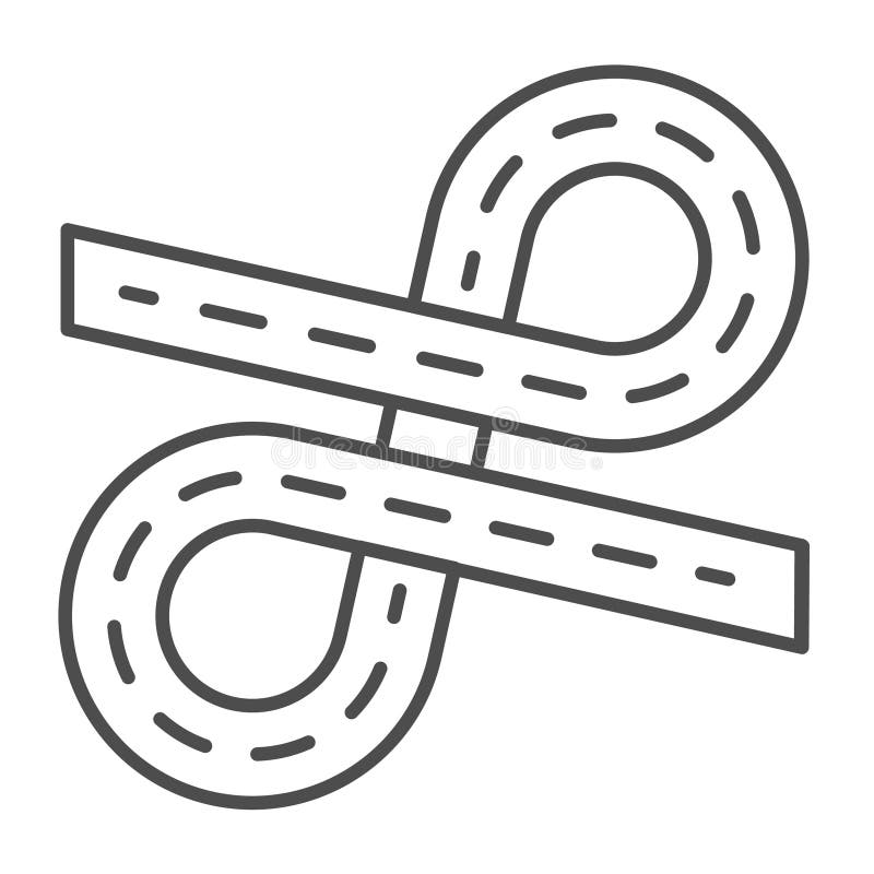 Two Loop Road Tracks Thin Line Icon, Making Road Concept. Vector ...