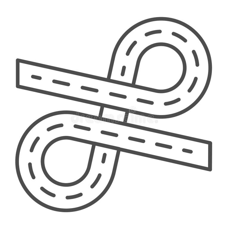 Two Loop Road Tracks Thin Line Icon, Making Road Concept. Vector ...