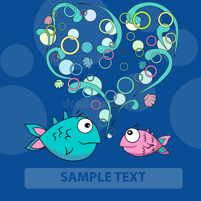 Two Love Fishes and Bubble Heart Stock Vector - Illustration of lover ...