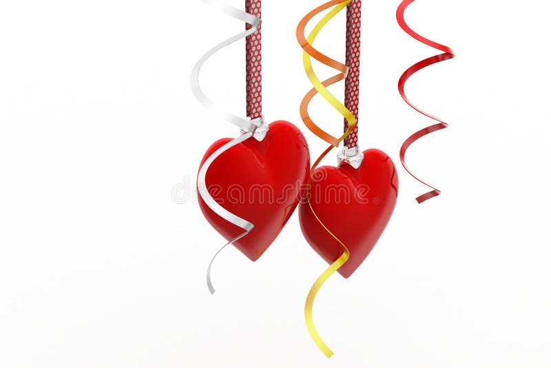 Two Love heart hanging stock illustration. Illustration of design ...