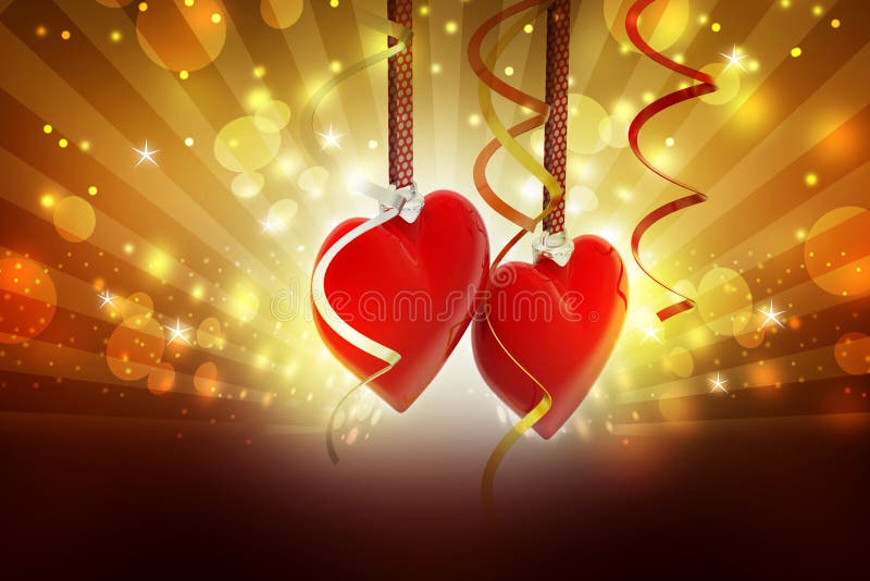 Two Love heart hanging stock illustration. Illustration of heart - 46766423