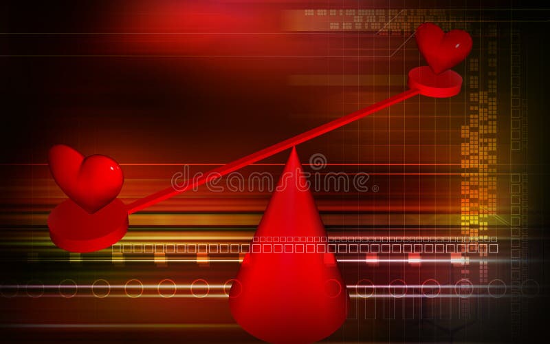 Two love hearts balancing stock illustration. Illustration of ...